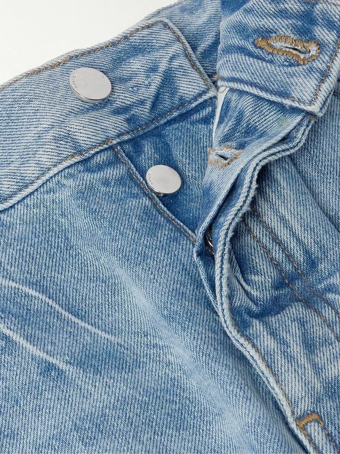 AMIRI - Straight-Leg Logo-Appliquéd Distressed Embroidered Jeans - Blue ...