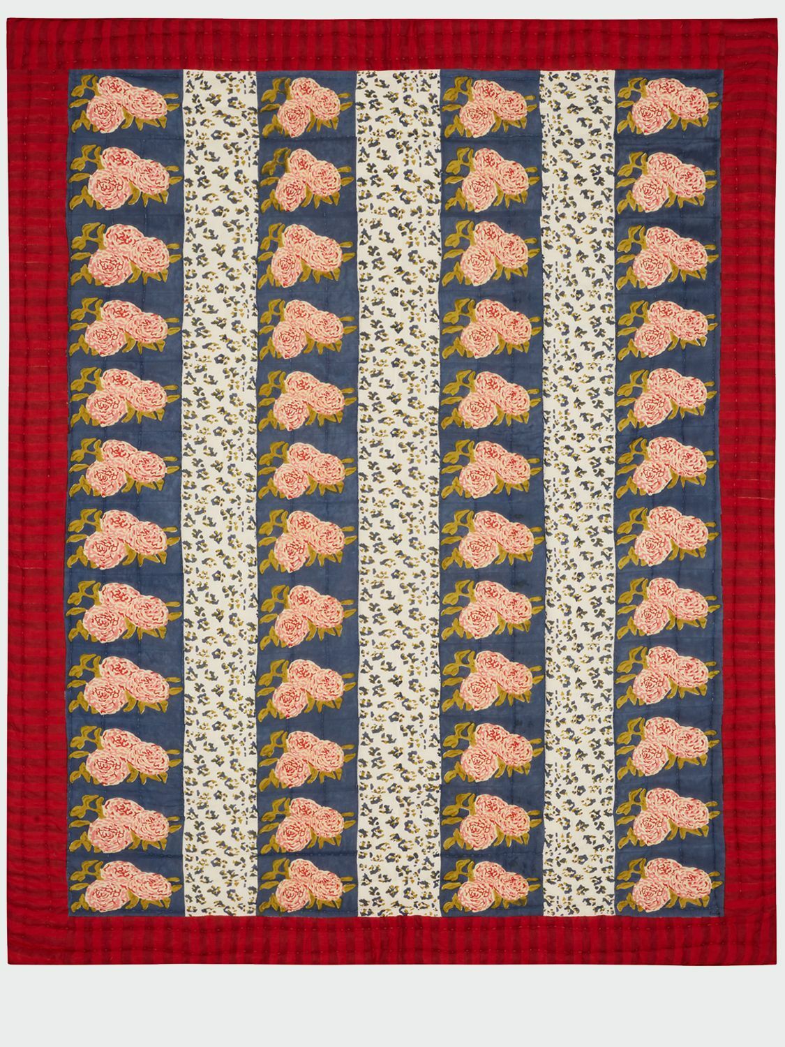 LISA CORTI Dark Blue Leopard Stripes Quilt Lisa Corti
