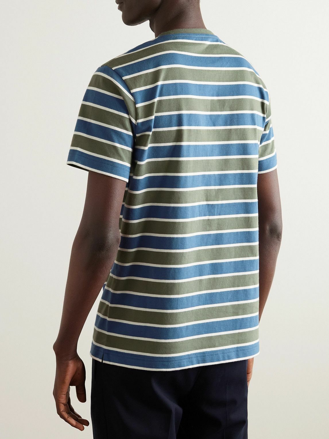 Mr P. - Striped Cotton-Jersey T-Shirt - Blue Mr P.