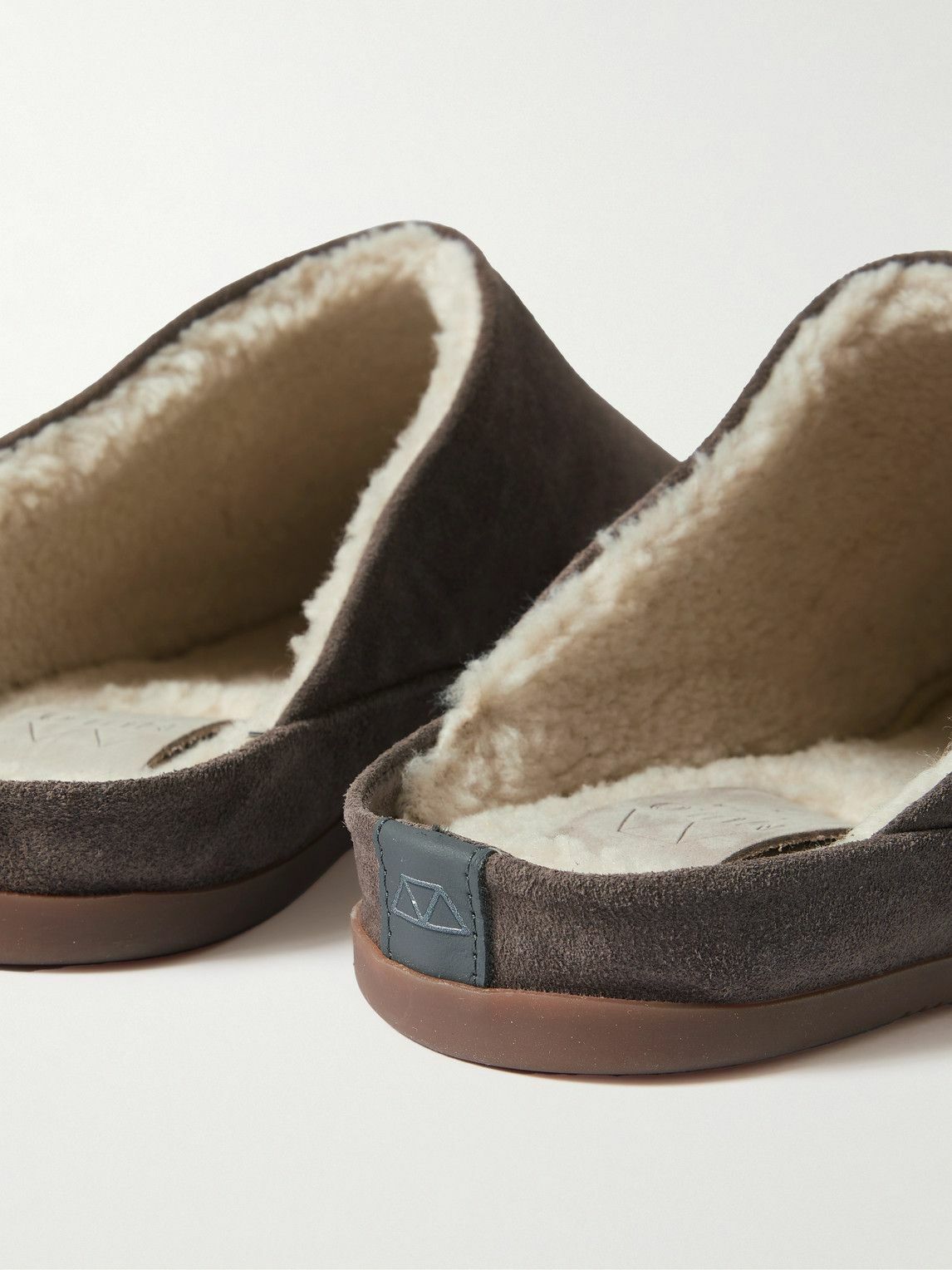Mulo - Shearling-Lined Suede Slippers - Brown Mulo