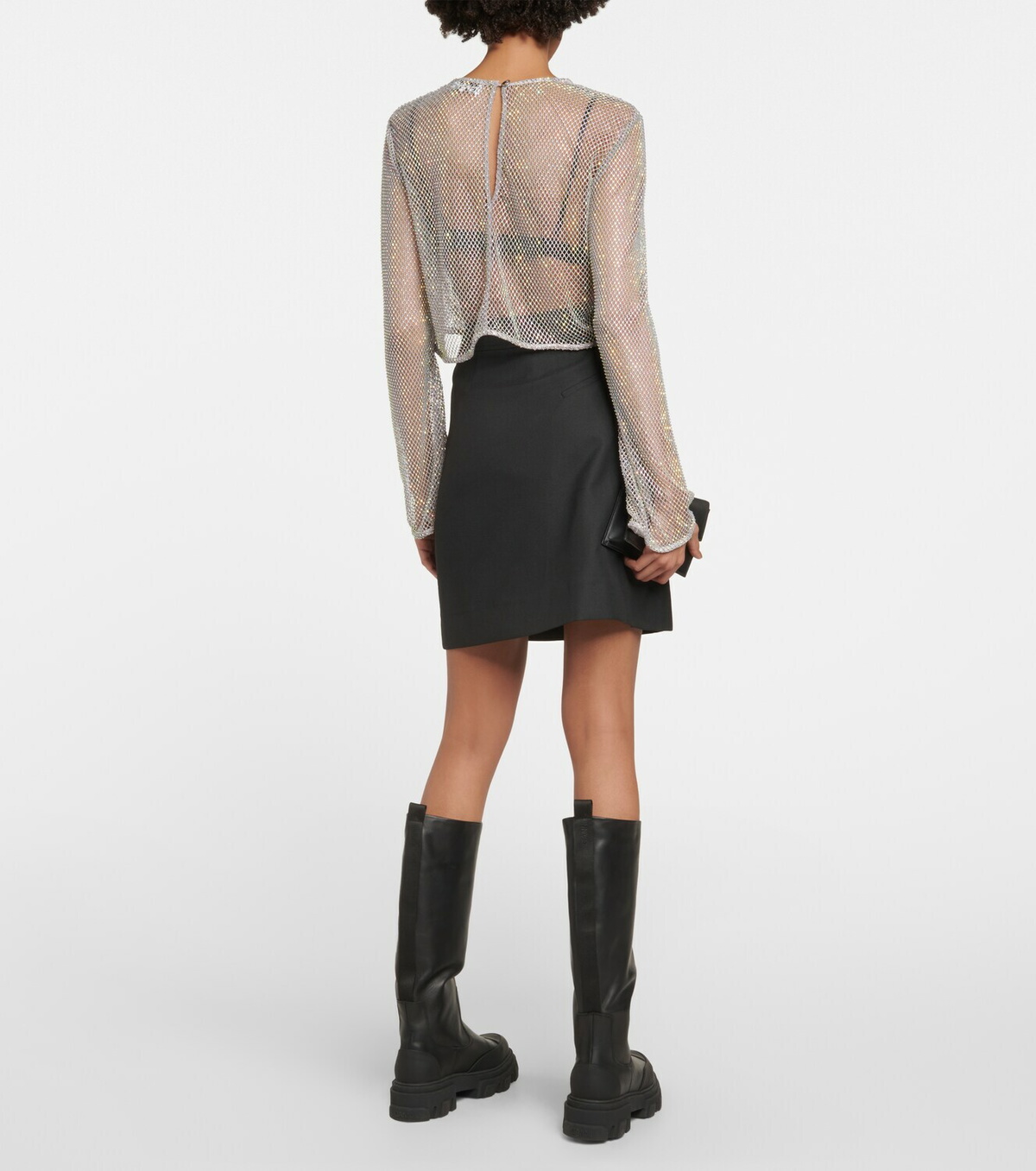 Ganni - Mesh embellished top GANNI