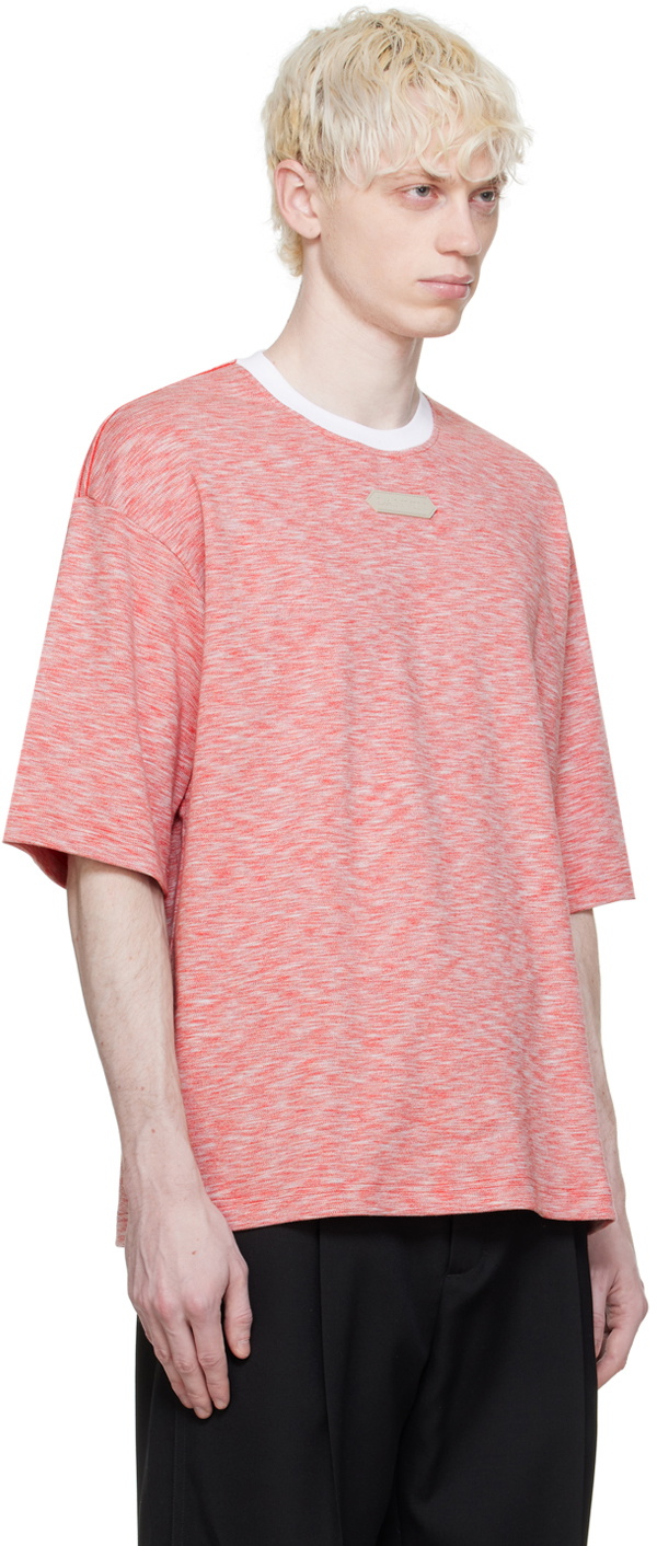 Lanvin Red Heathered-Effect T-Shirt Lanvin