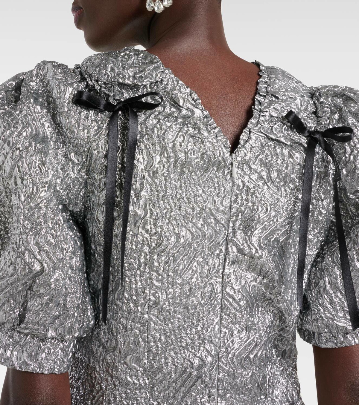 Simone Rocha Puff-sleeve cloque midi dress Simone Rocha