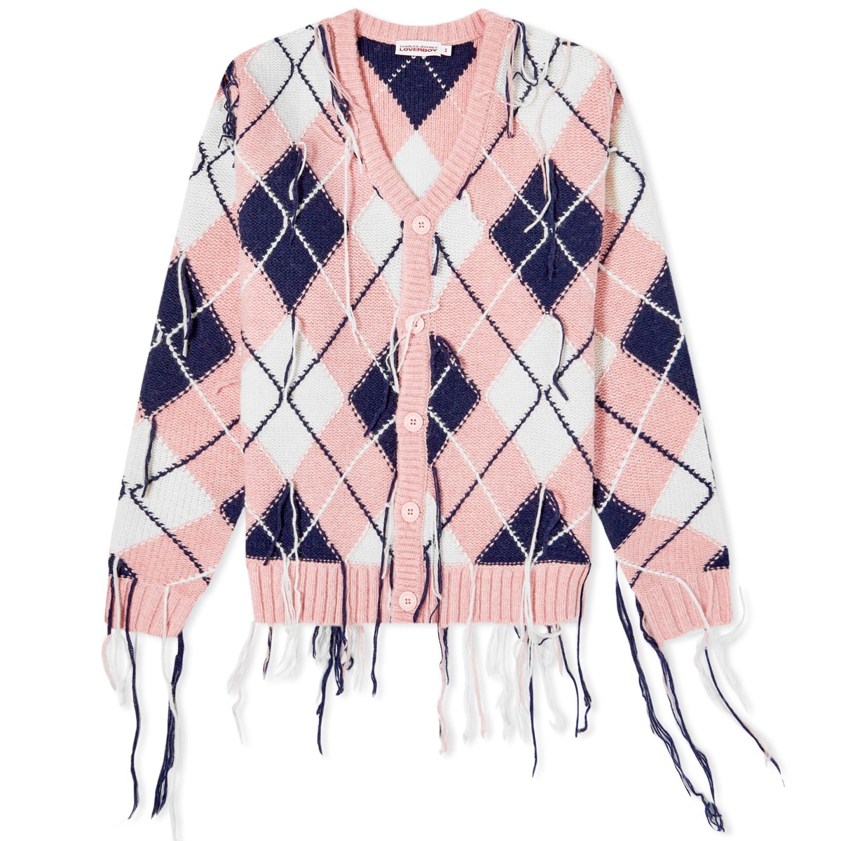Charles Jeffrey Women's Guddle Argyle Cardigan in Pink Charles Jeffrey ...