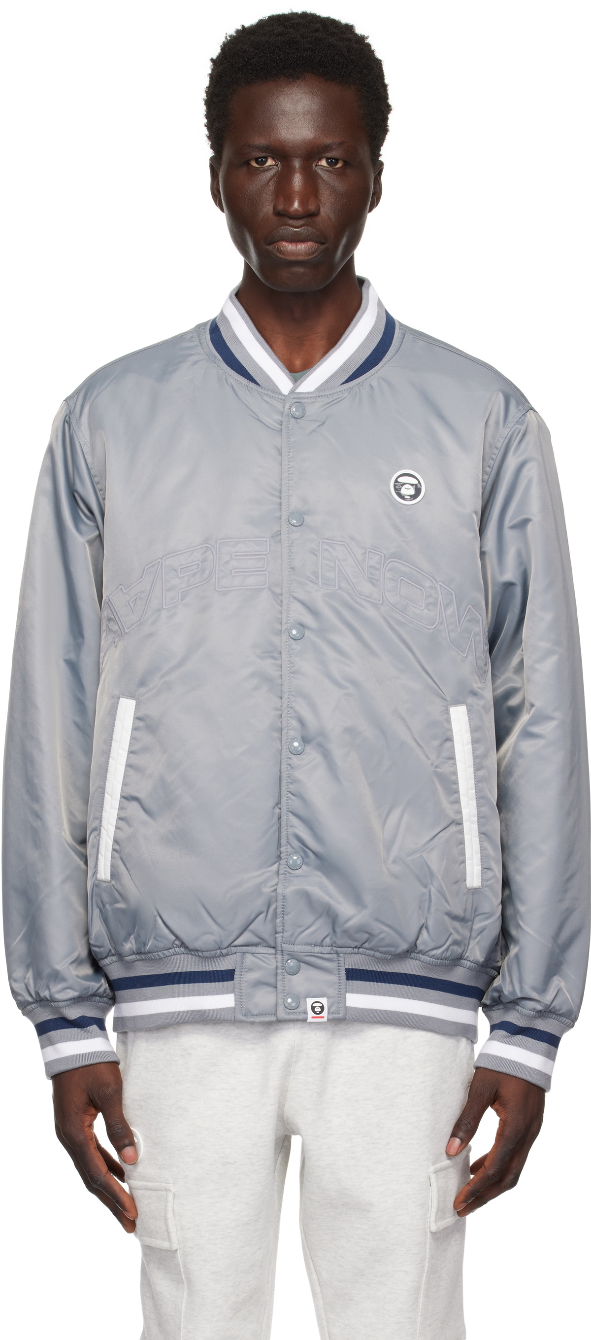 AAPE by A Bathing Ape Gray 'AAPE Now' Bomber Jacket AAPE by A Bathing Ape