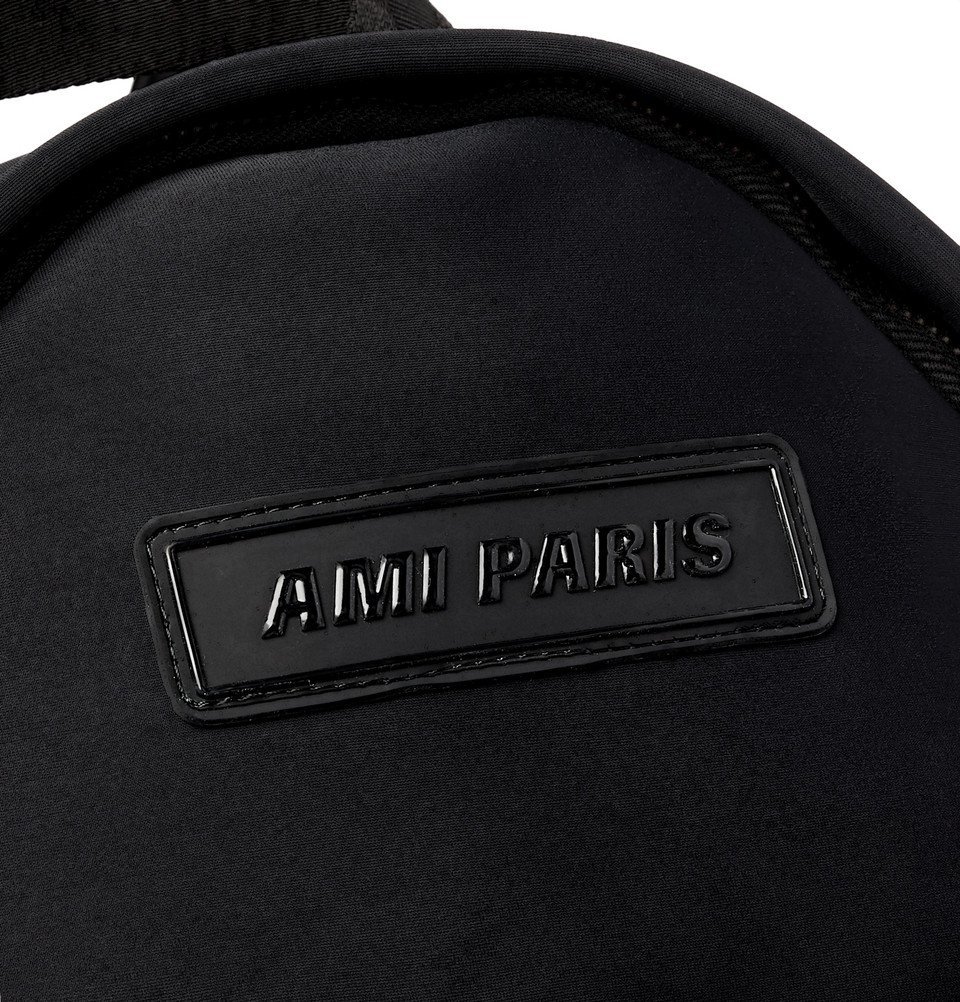 AMI - Logo-Appliquéd Leather-Trimmed Neoprene Backpack - Black AMI