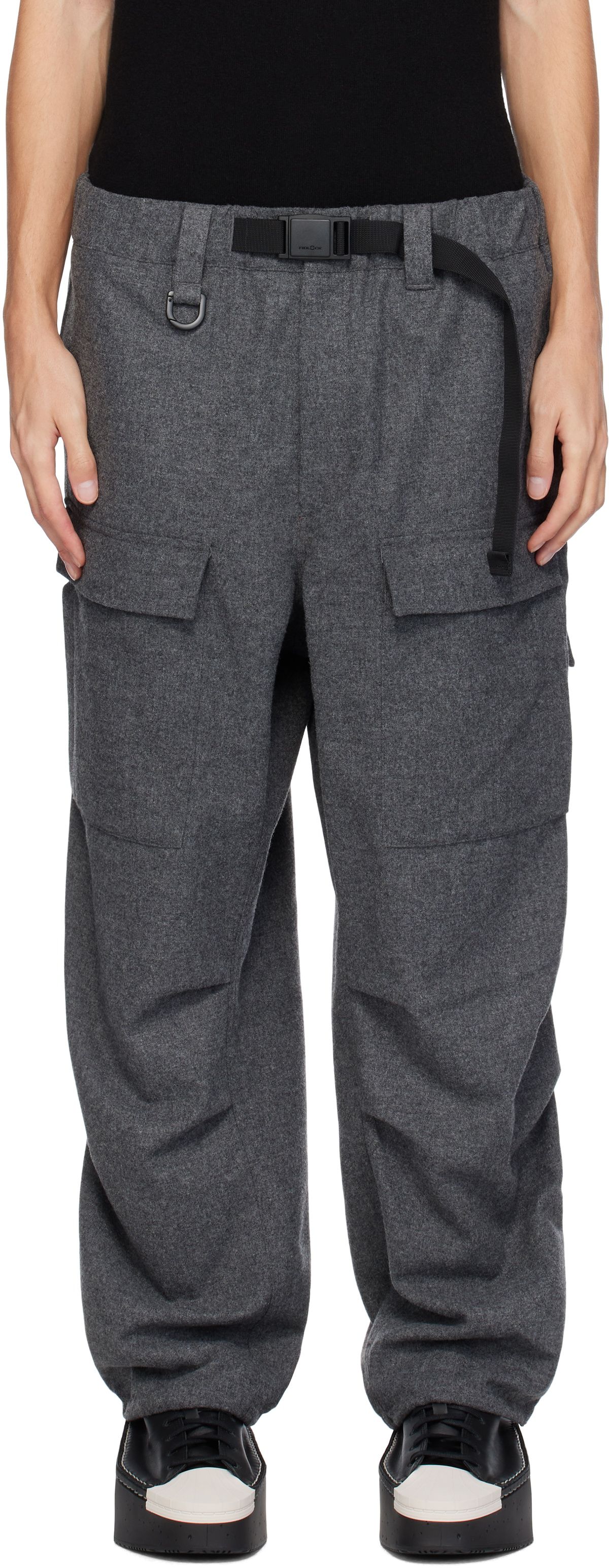 Y-3 Gray Flannel Cargo Pants Y-3