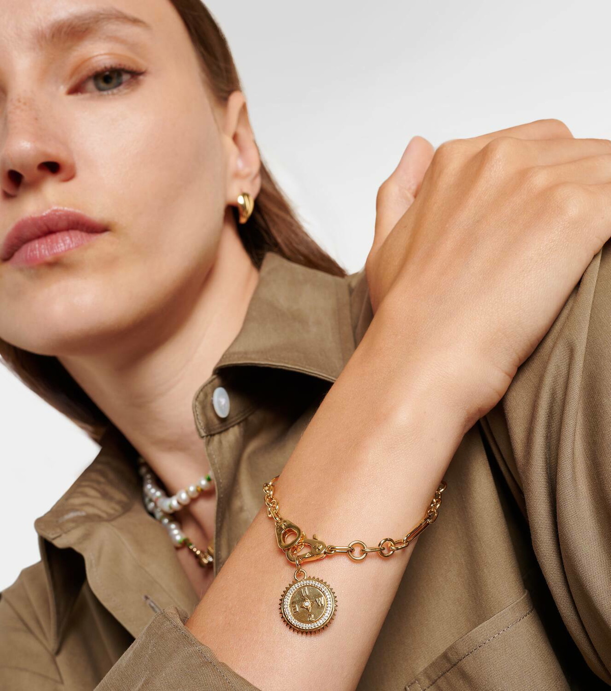 FoundRae Internal Compass 18kt gold bracelet with diamonds Foundrae