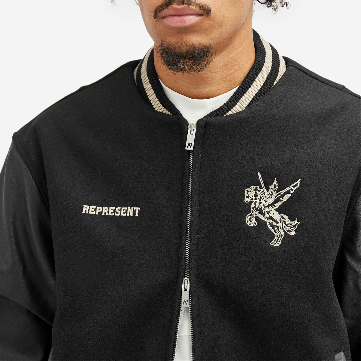Represent Men's Mascot Wool Varsity Jacket in Jet Black Represent
