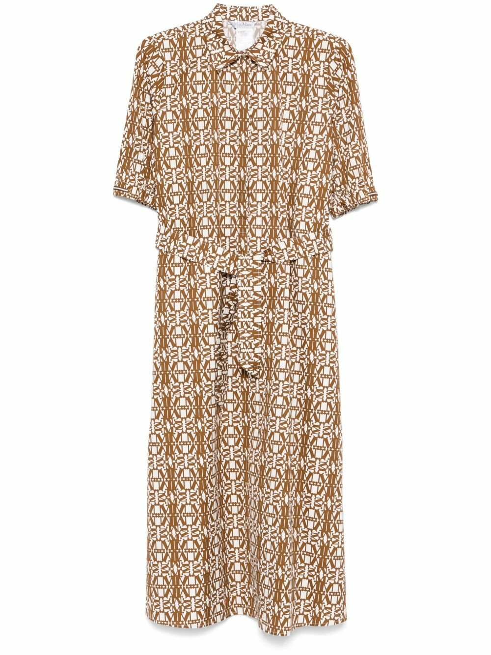 Max Mara Brown Monogram-Print Dress Max Mara