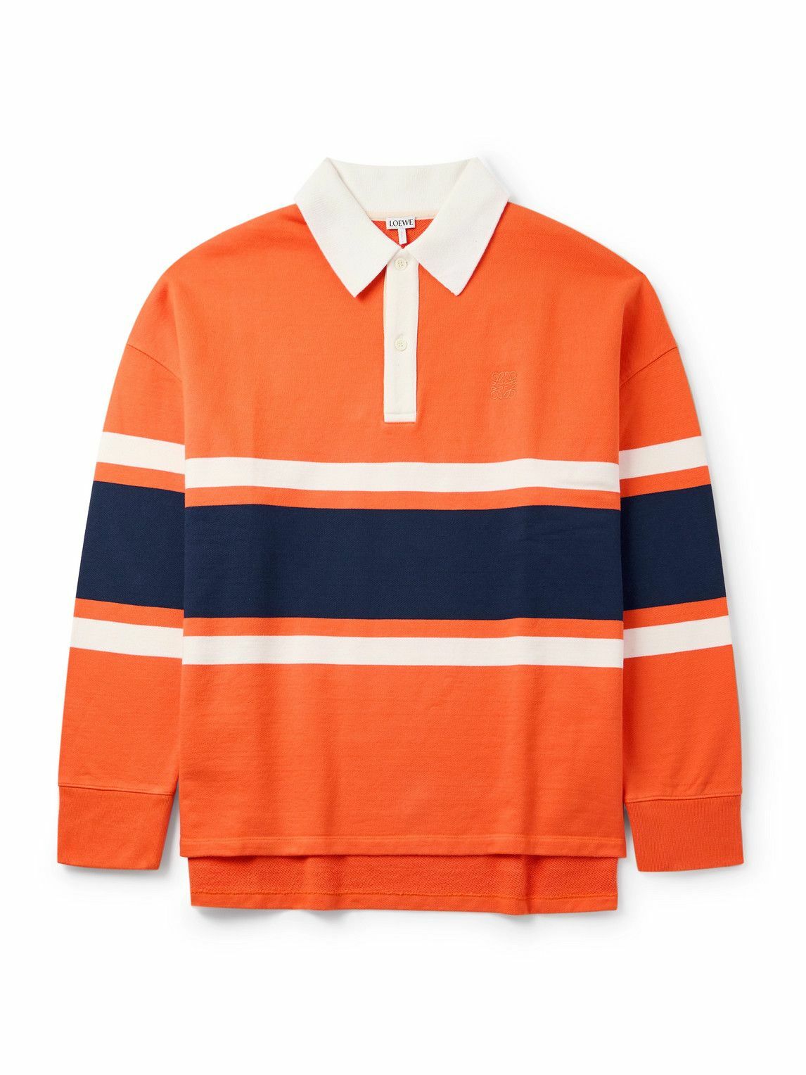LOEWE - Logo-Embroidered Striped Cotton Polo Shirt - Orange Loewe