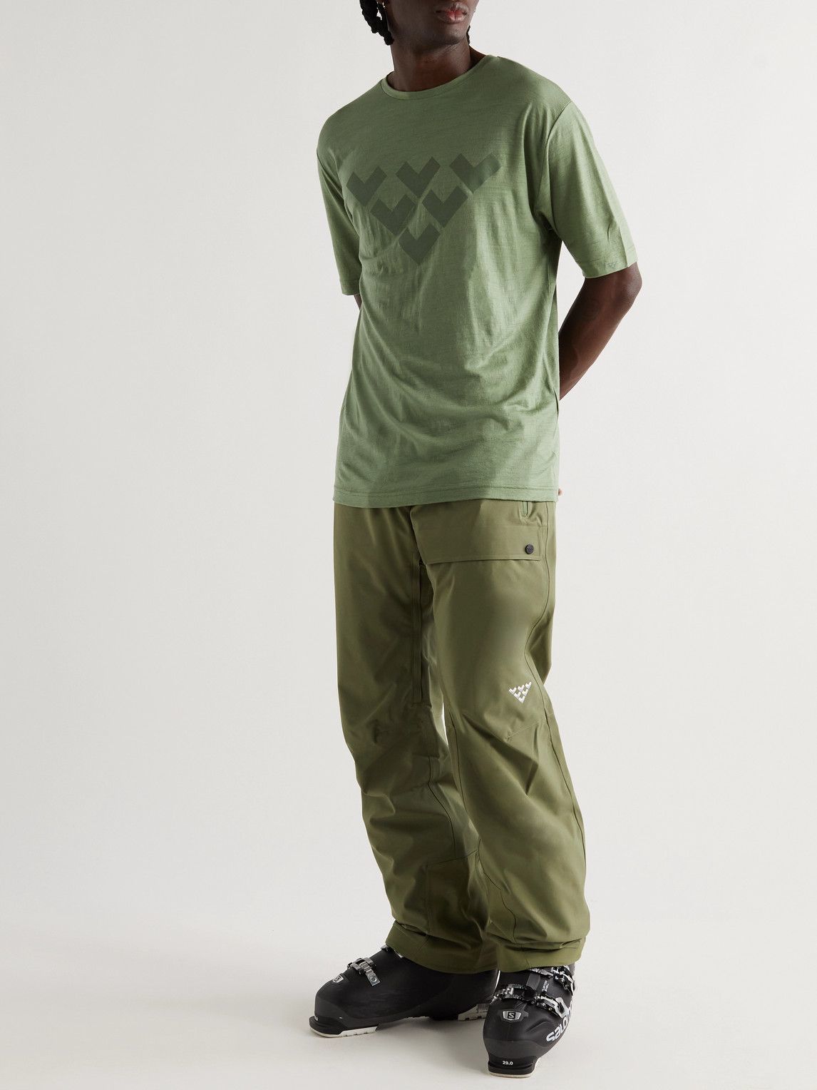 Black Crows - Logo-Print Merino Wool Ski Base Layer - Green Black Crows