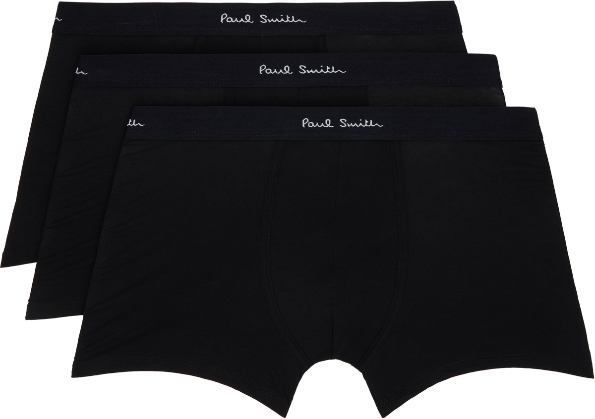 Paul Smith Three-Pack Black Long Plain Boxer Briefs Paul Smith