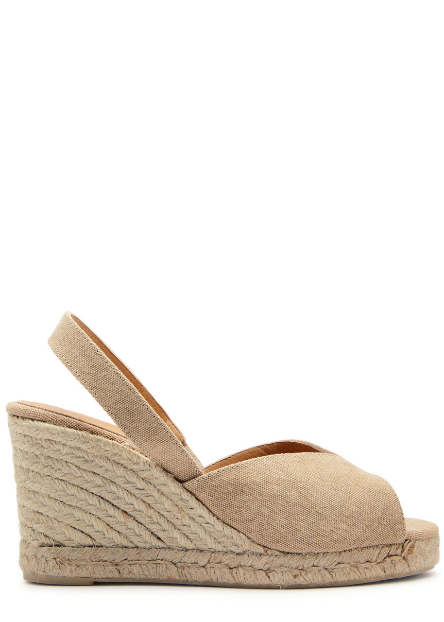 Castañer Brisa 80 Canvas Wedge Espadrilles Sand Castaner