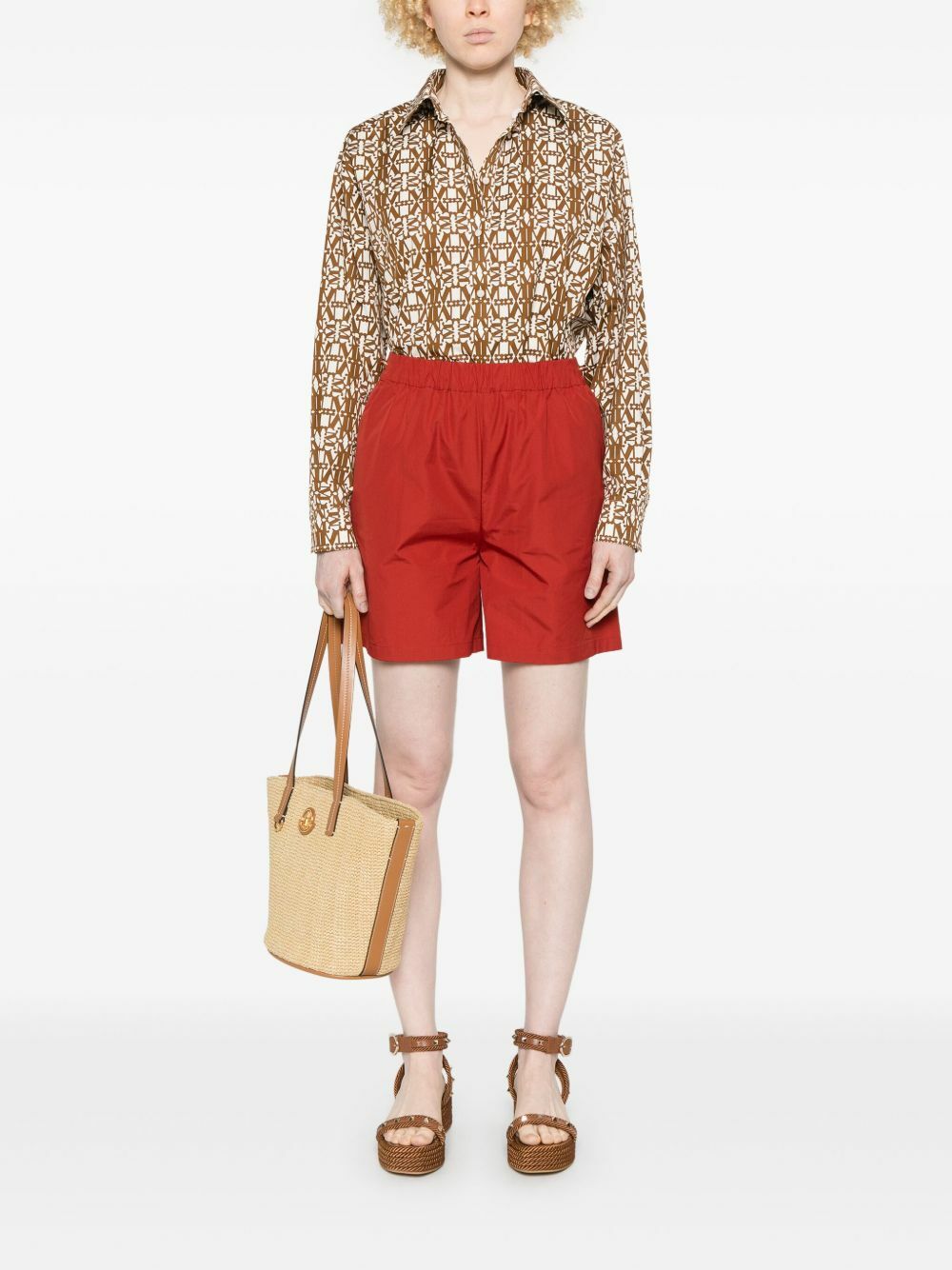 Max Mara Brown Monogram-Print Shirt Max Mara