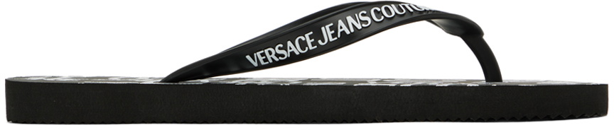 Versace Jeans Couture Black Logo Flip Flops Versace