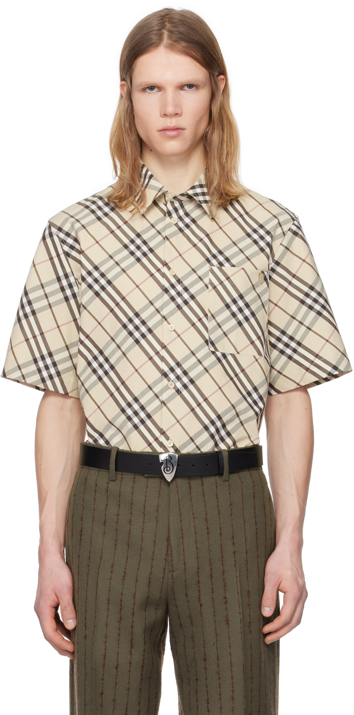 Burberry Beige Check Cotton Shirt Burberry
