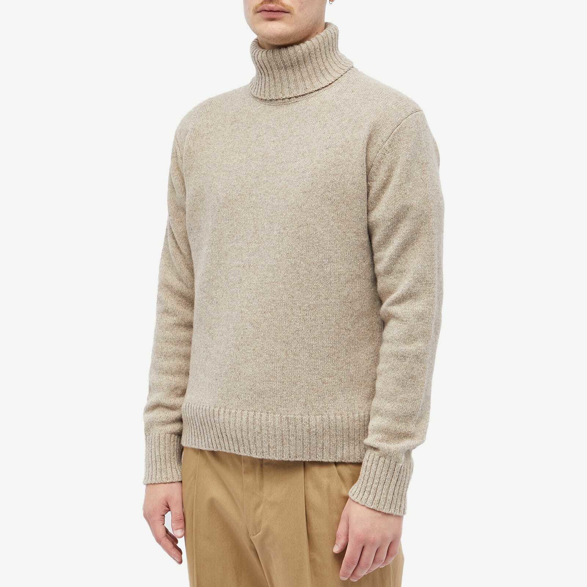 Universal Works Men's Eco Wool Roll Neck Knit in Oatmeal Universal Works