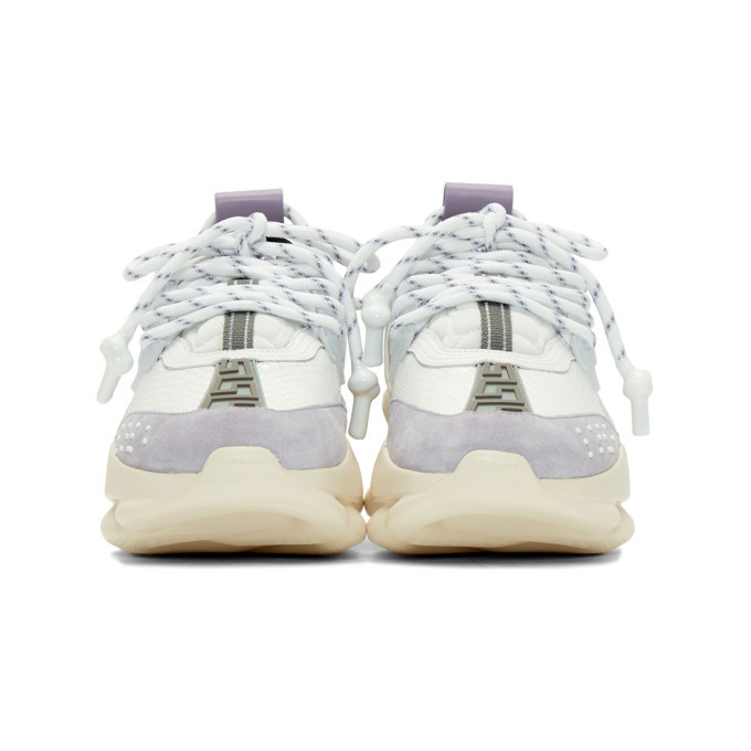 Versace White and Purple Chain Reaction Sneakers Versace