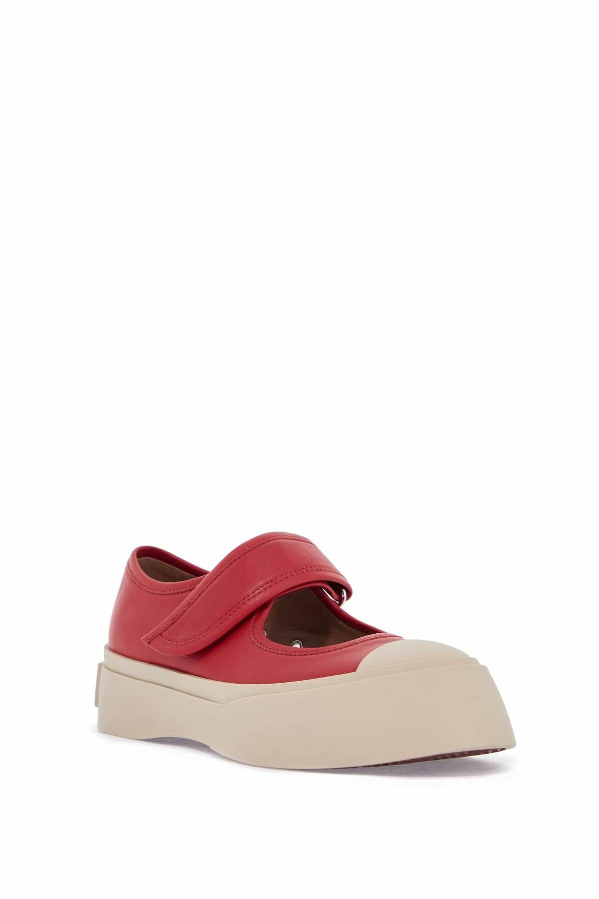 MARNI intense crimson calfskin sneakers with velcro closure Red Marni