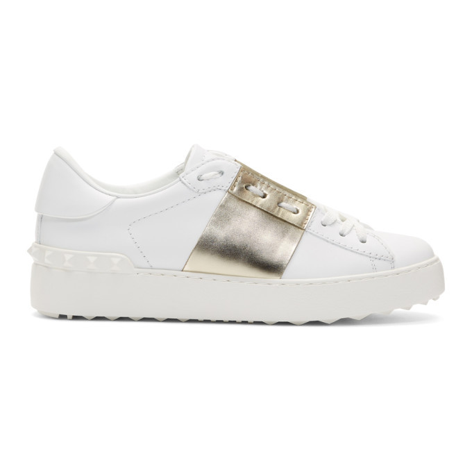 Valentino White and Gold Valentino Garavani Open Sneakers Valentino ...