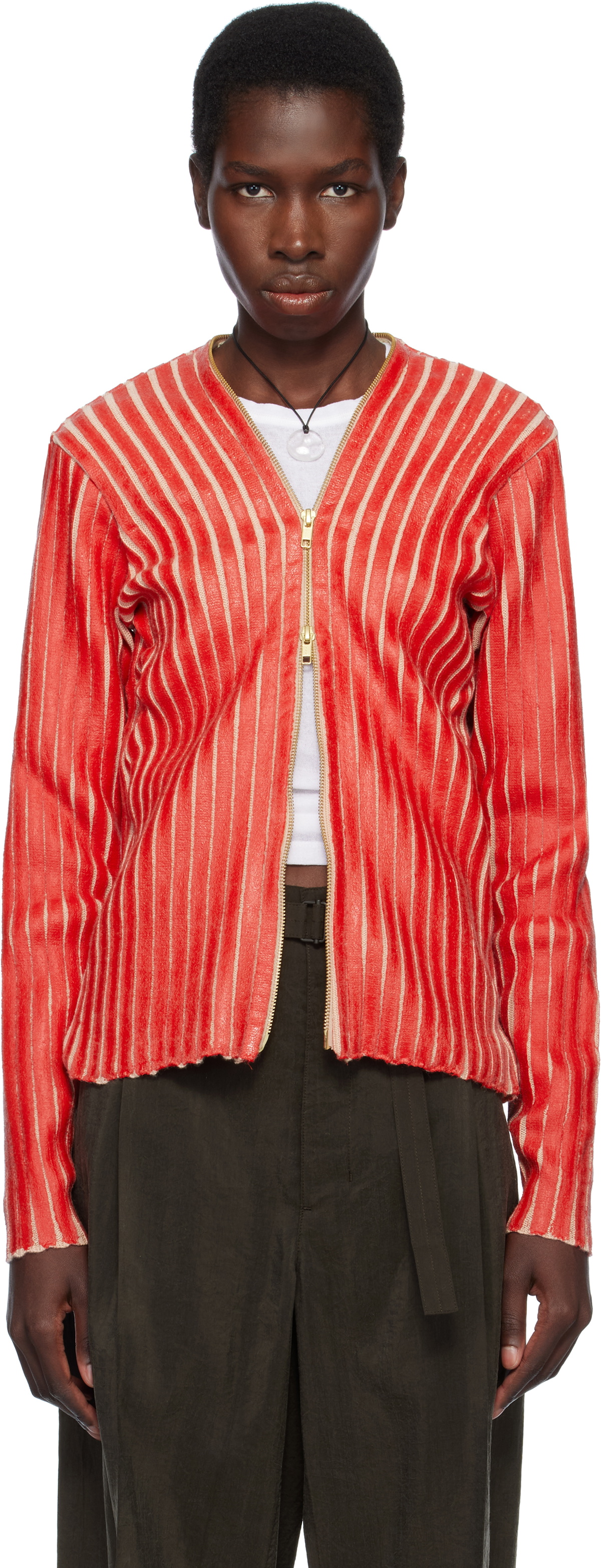 Stanley Raffington Red & Pink Plated Knit Jacket Stanley Raffington