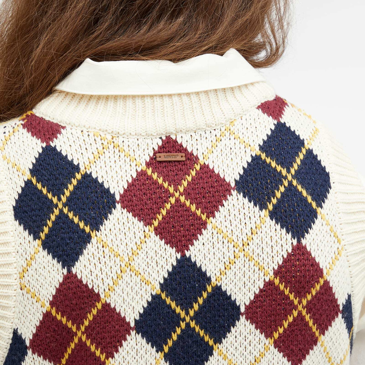 Levi's Women's Knitted Argyle Vest in Blue Levi's Red Levi's Women's Knitted Argyle Vest in Blue Levi's Red