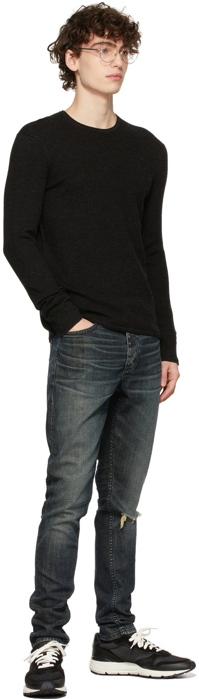 rag & bone Black Collin Crewneck Sweater Rag and Bone