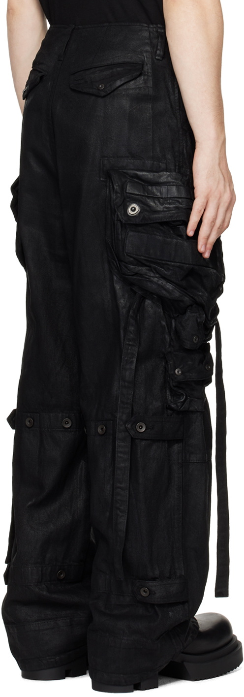 Julius Black Coated Gasmask Denim Cargo Pants Julius