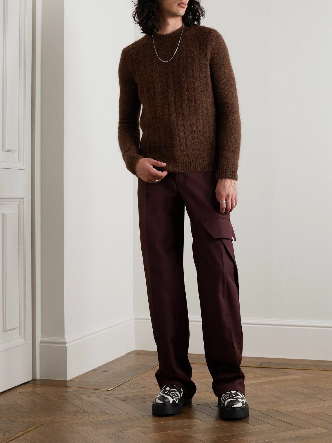 Raf Simons - Slub Cable-Knit Wool-Blend Sweater - Brown Raf Simons