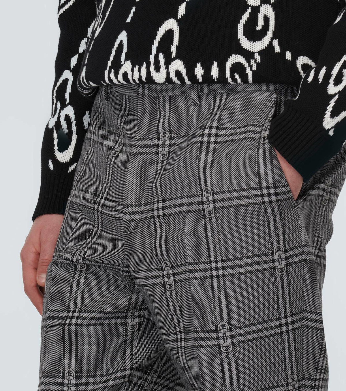 Gucci Horsebit checked wool wide-leg pants Gucci