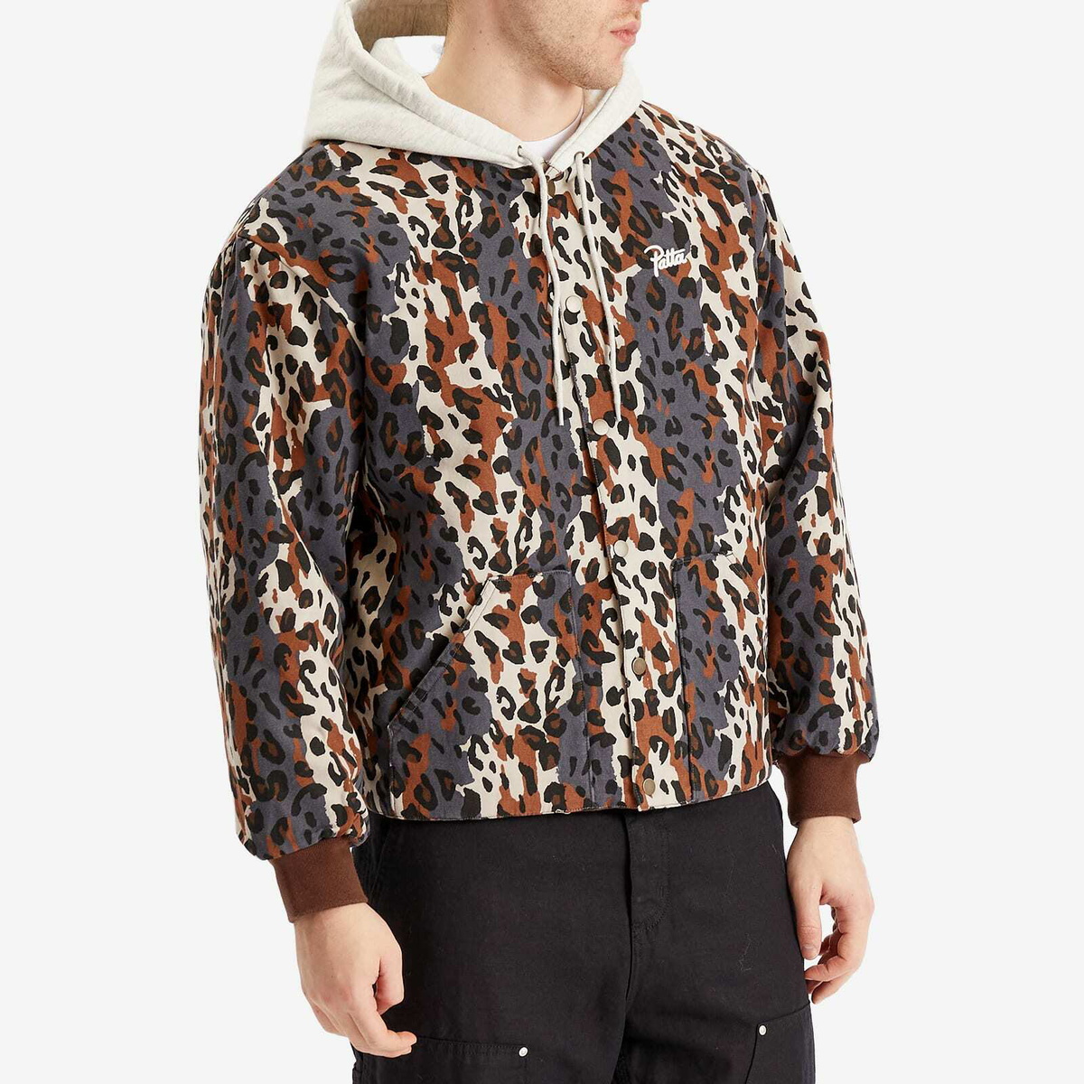 Patta Men's City Leopard Reversible Bomber Jacket in Multi Patta