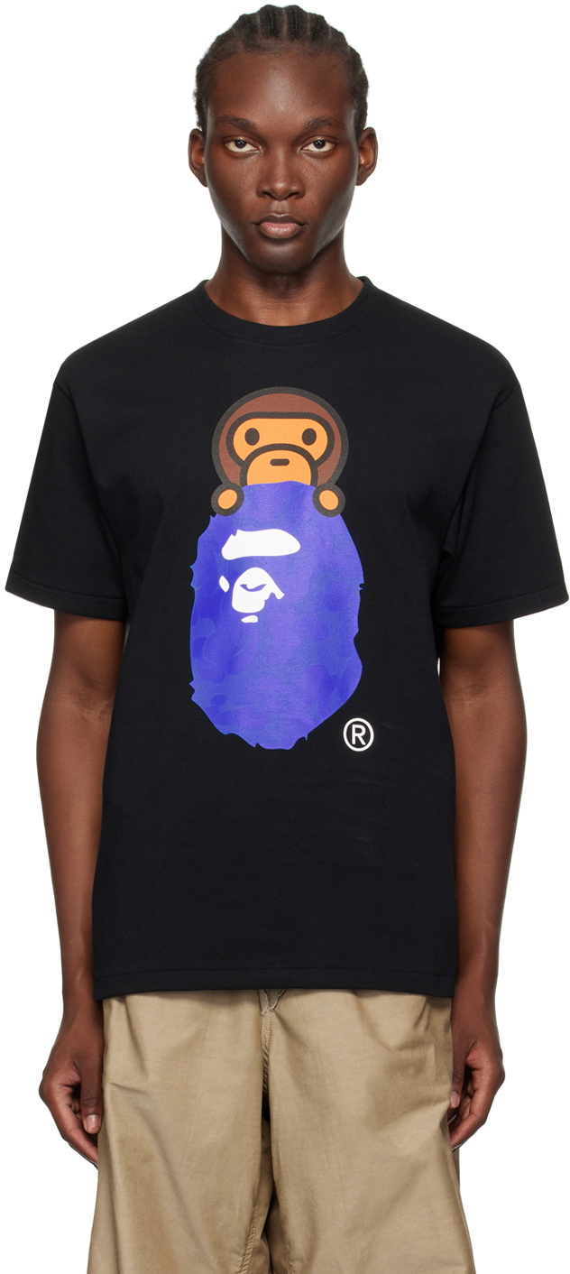 BAPE Black Ink Camo Milo On Ape Head T-Shirt A Bathing Ape