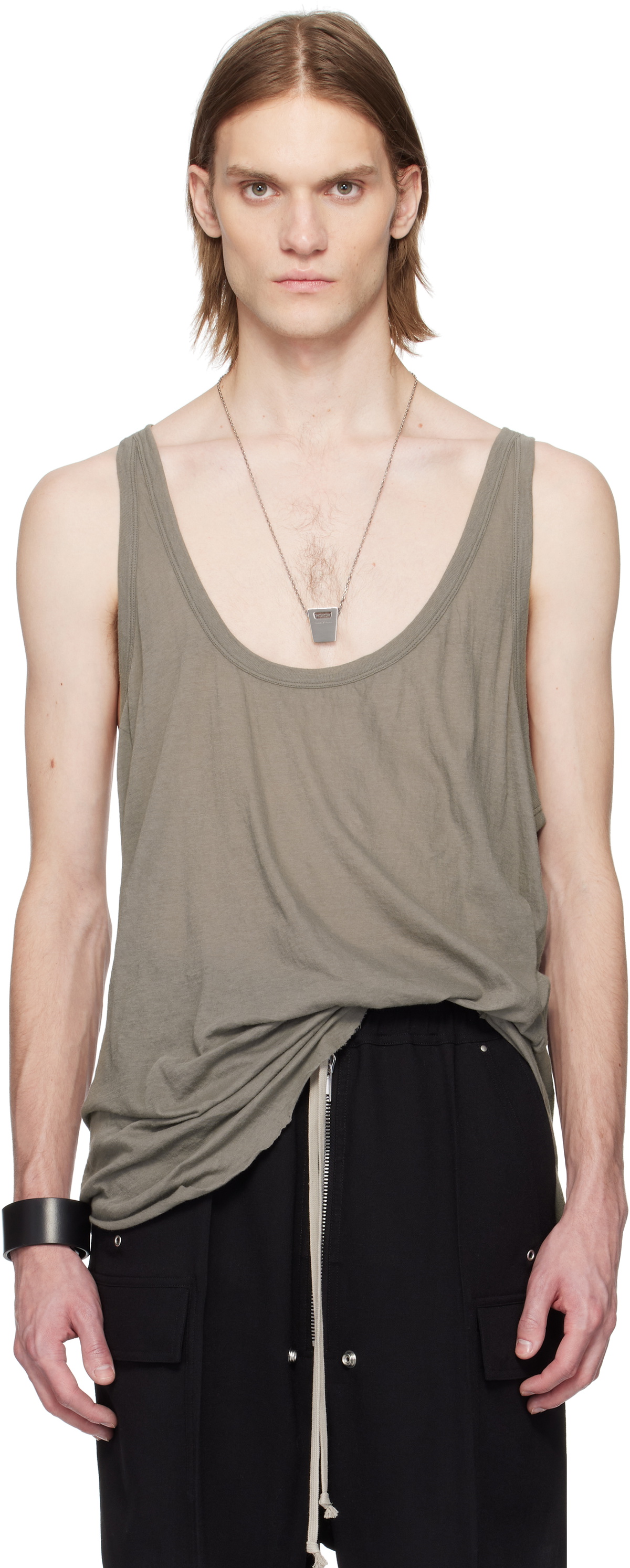 Rick Owens Gray Hollywood Lo Cut Tank Top Rick Owens