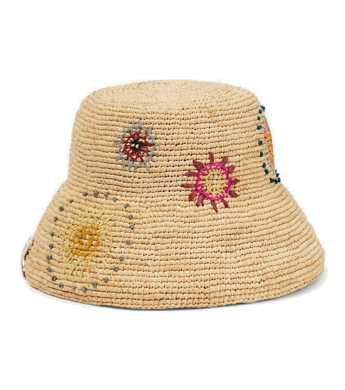 Chloe - Embroidered raffia bucket hat Chloe