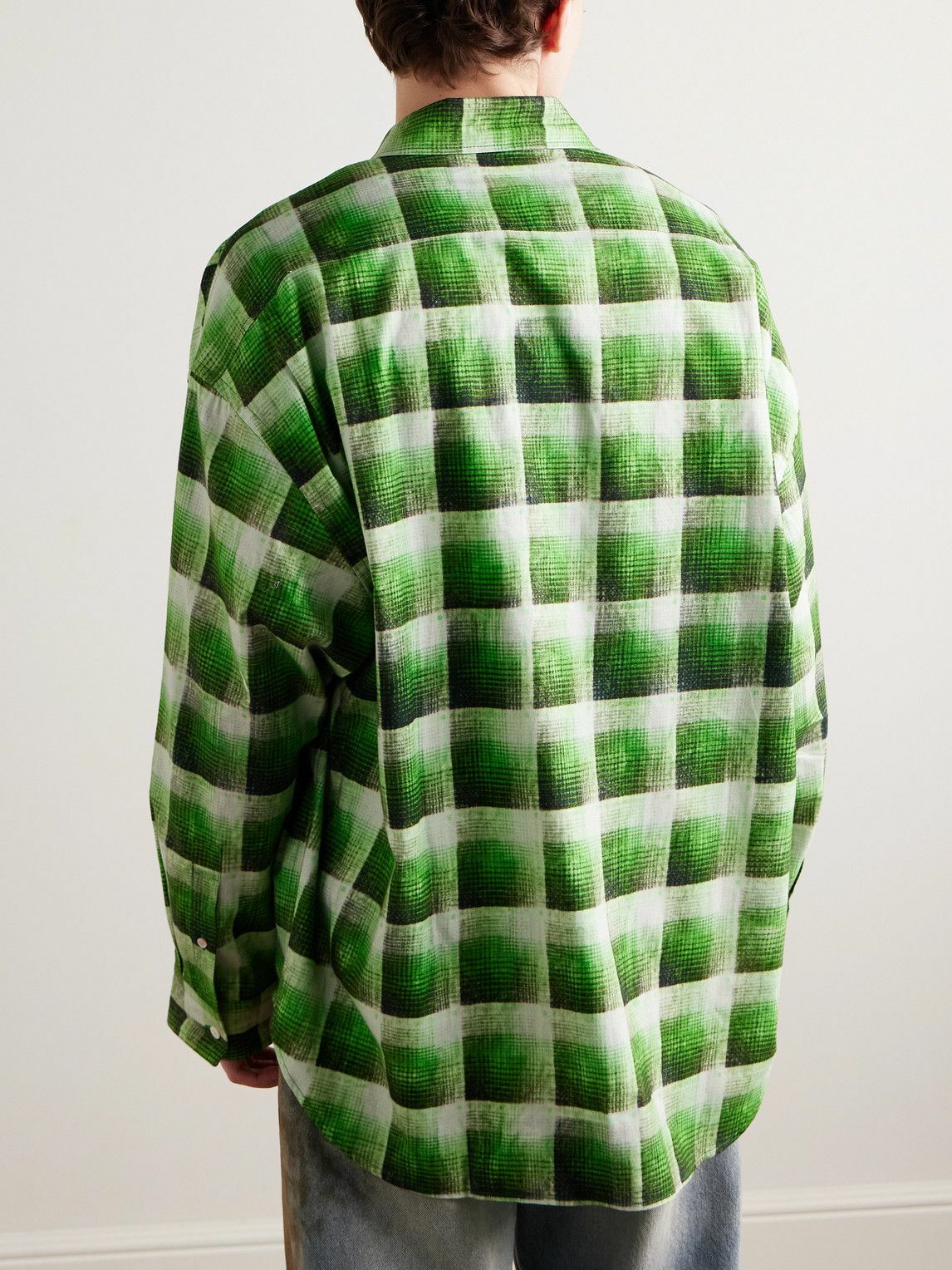 Acne Studios - Setar Logo-Embroidered Checked Cotton-Flannel Shirt - Green Acne Studios