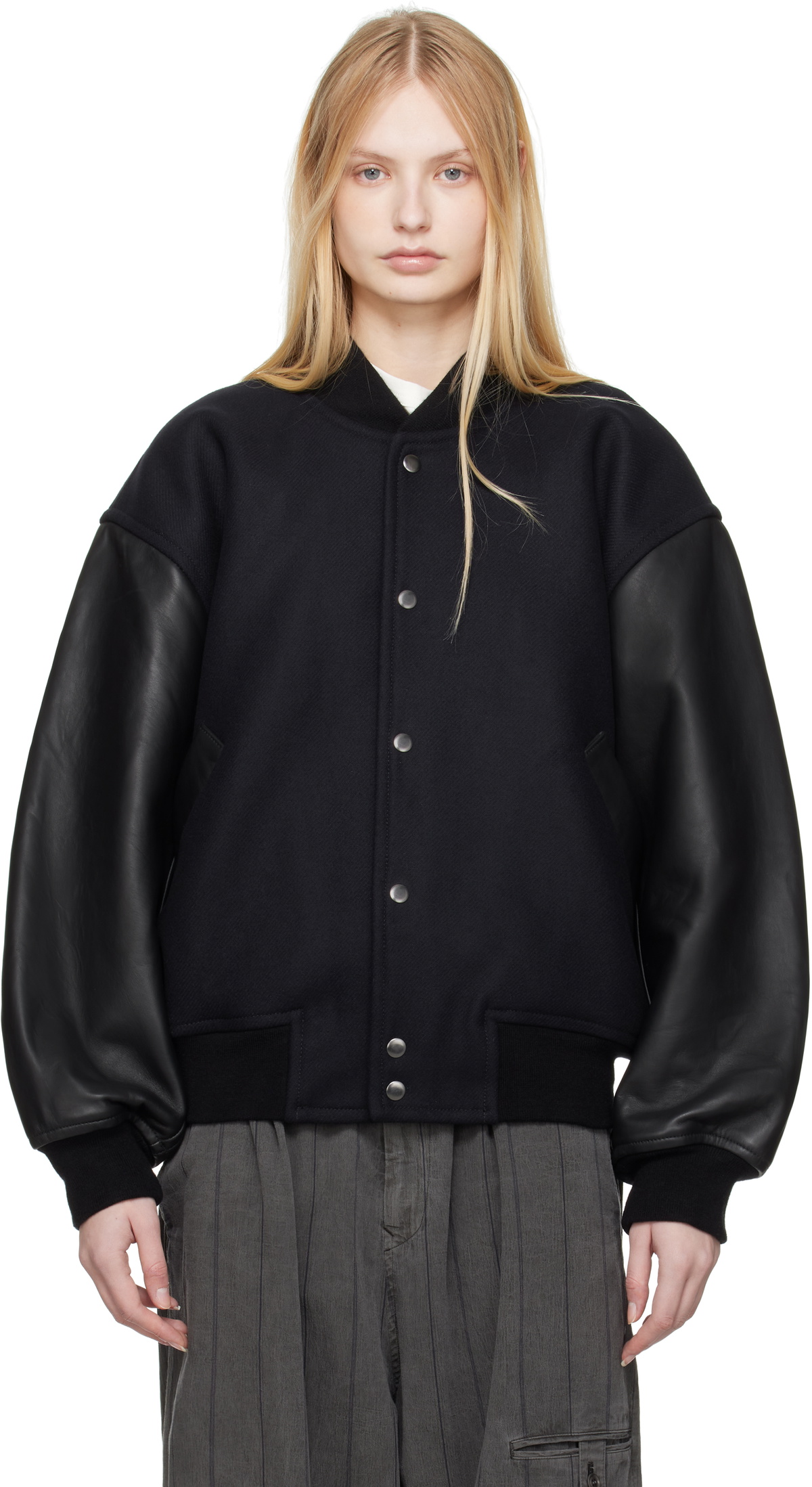 Studio Nicholson Navy & Black Alph Bomber Jacket Studio Nicholson