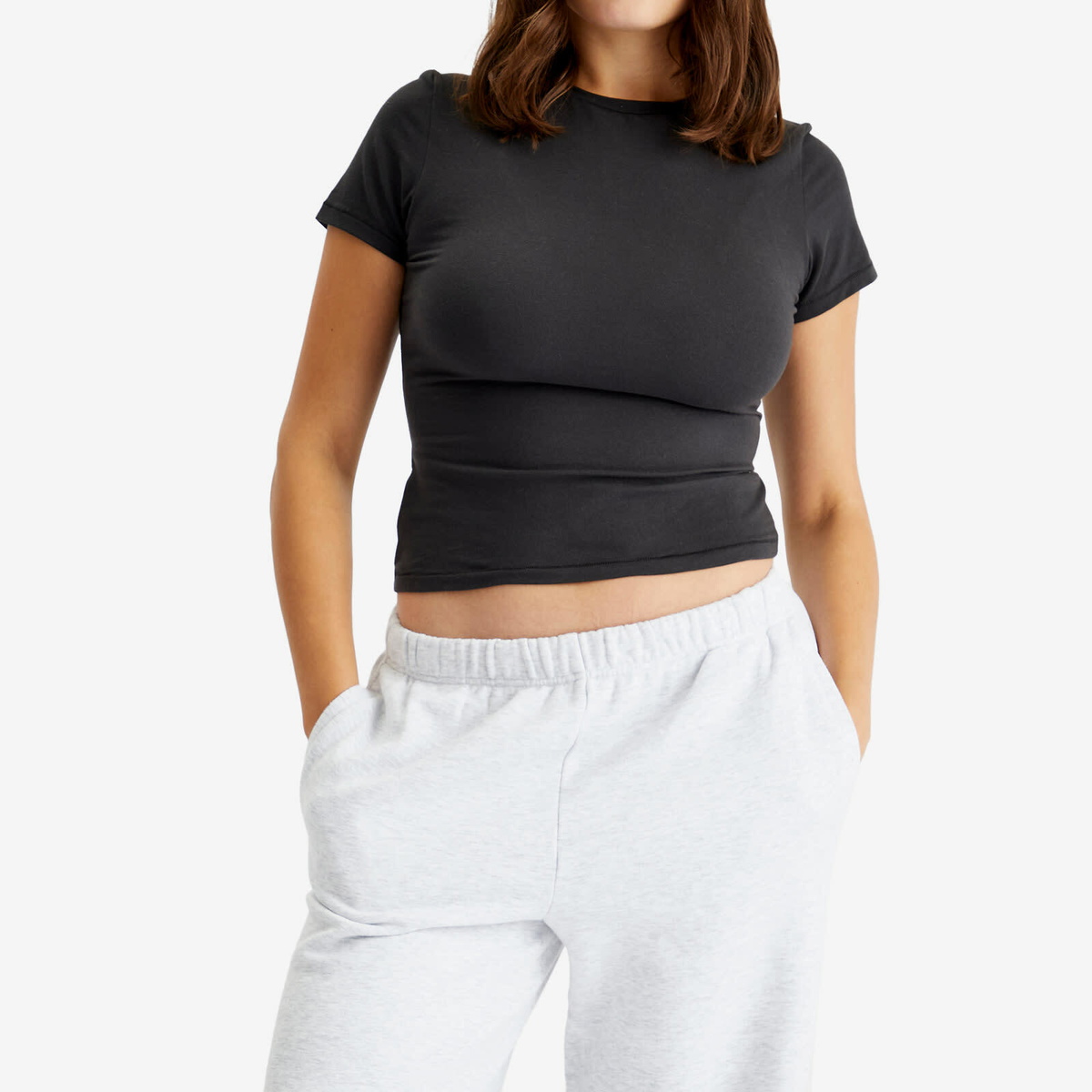 SKIMS Women's Cotton Fleece Straight Leg Pant in Light Heather Grey SKIMS