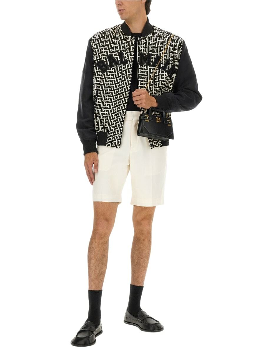 Balmain Monogrammed Varsity Jacket With Patches Balmain