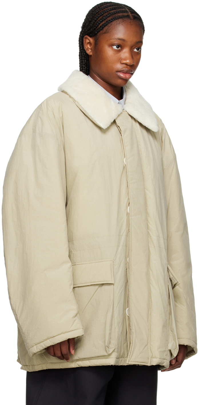 AMOMENTO Beige Shearling Collar Jacket AMOMENTO