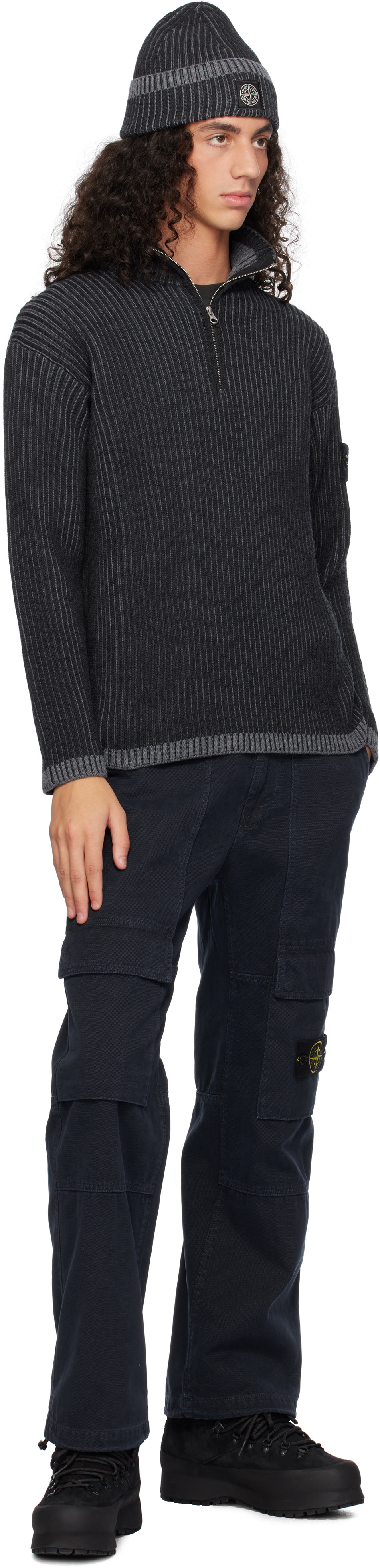 Stone Island Gray 516C1 Vanisé Full Rib RWS Wool Sweater Stone Island