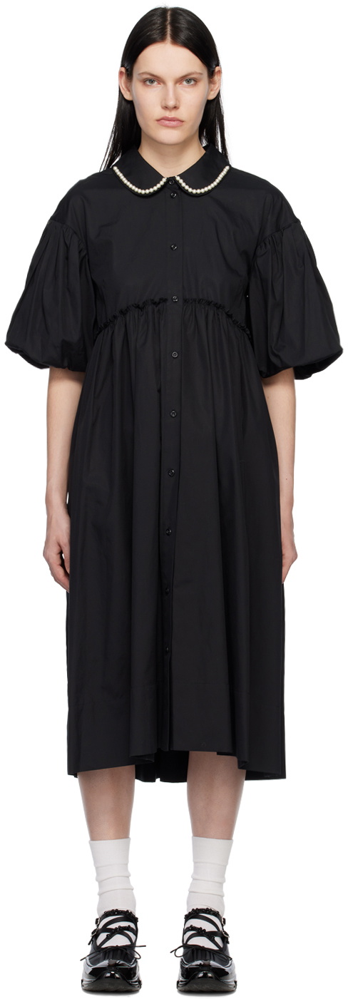 Simone Rocha Black Puff Sleeve Midi Dress Simone Rocha