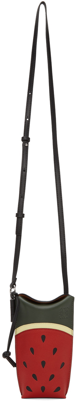 Loewe Red & Green Paula's Ibiza Gate Pocket Watermelon Pouch Loewe