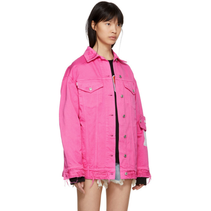 MSGM Pink Oversized Pocket Denim Jacket MSGM