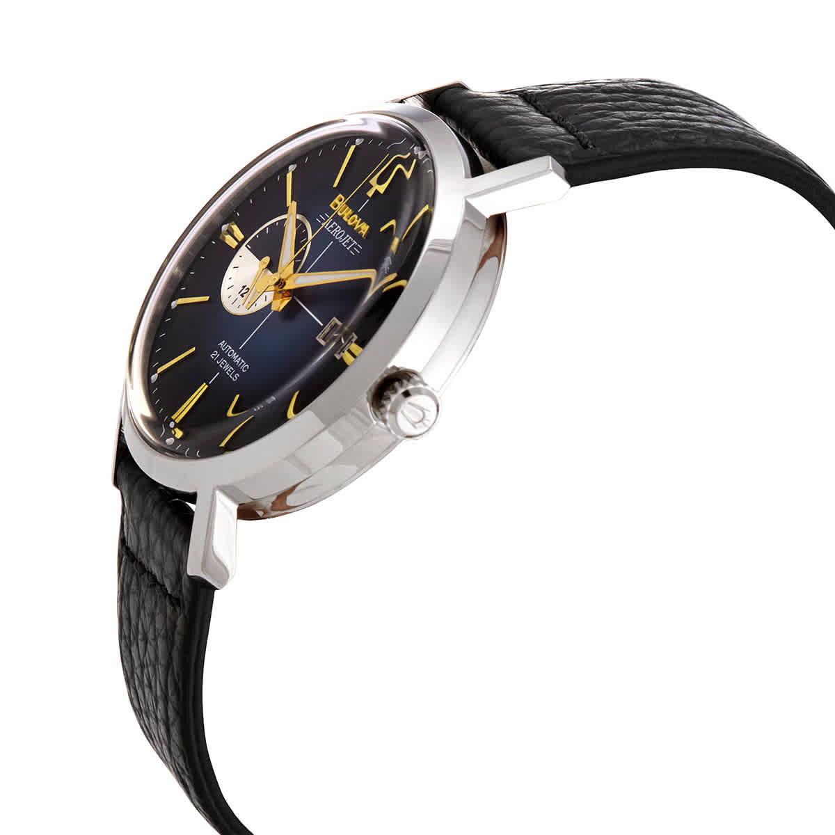 Bulova Aerojet Chronograph Automatic Blue Sunray Dial Mens Watch 96B374 ...