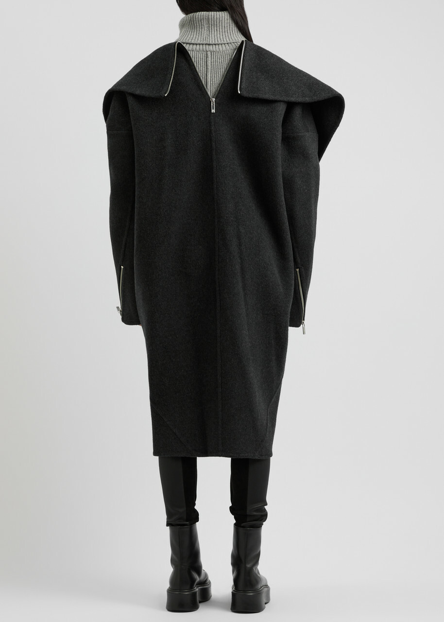 Helmut Lang Apex Cocoon Wool Coat Charcoal Helmut Lang
