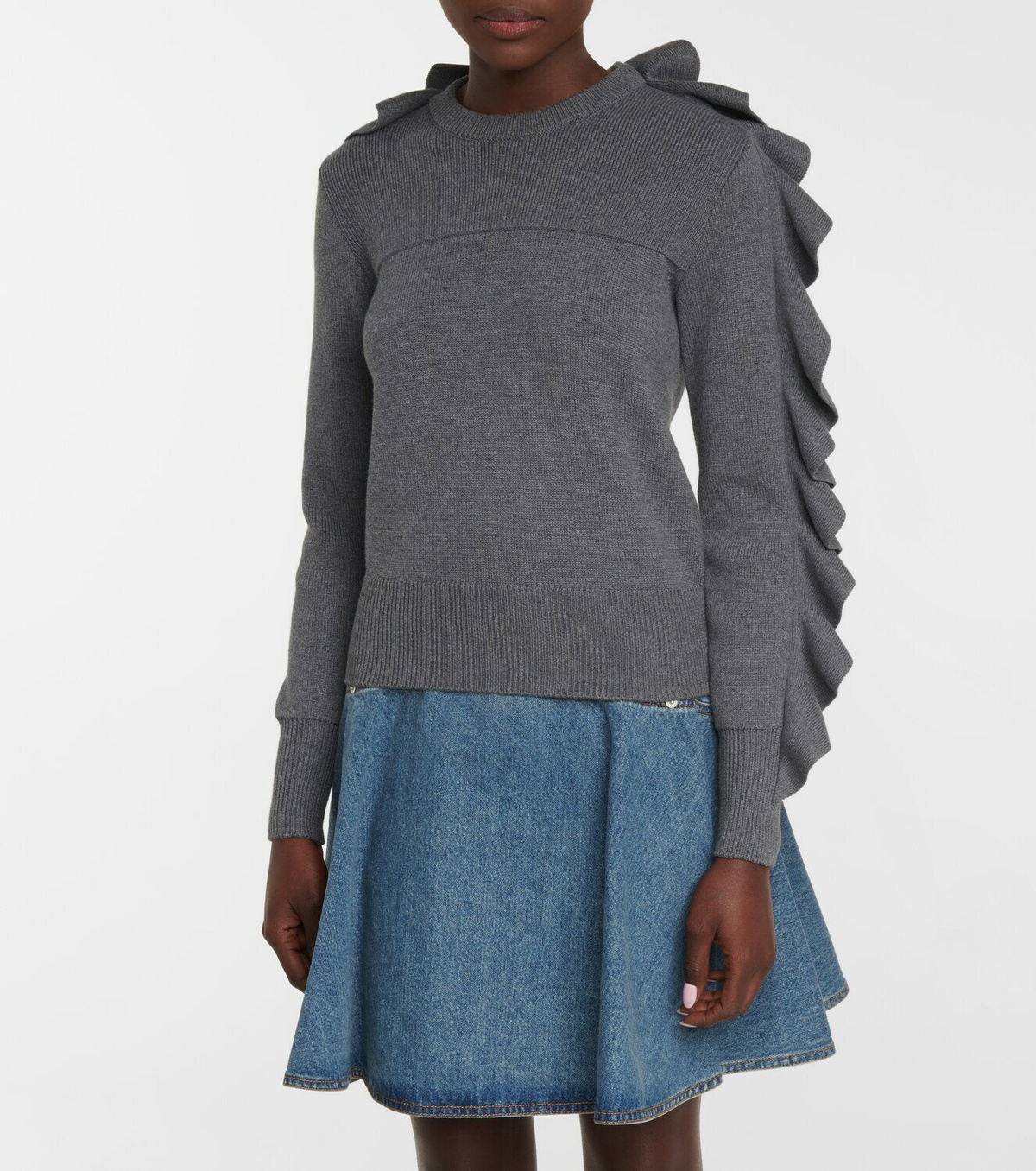 Alexander McQueen Ruffled wool and cotton sweater Alexander McQueen