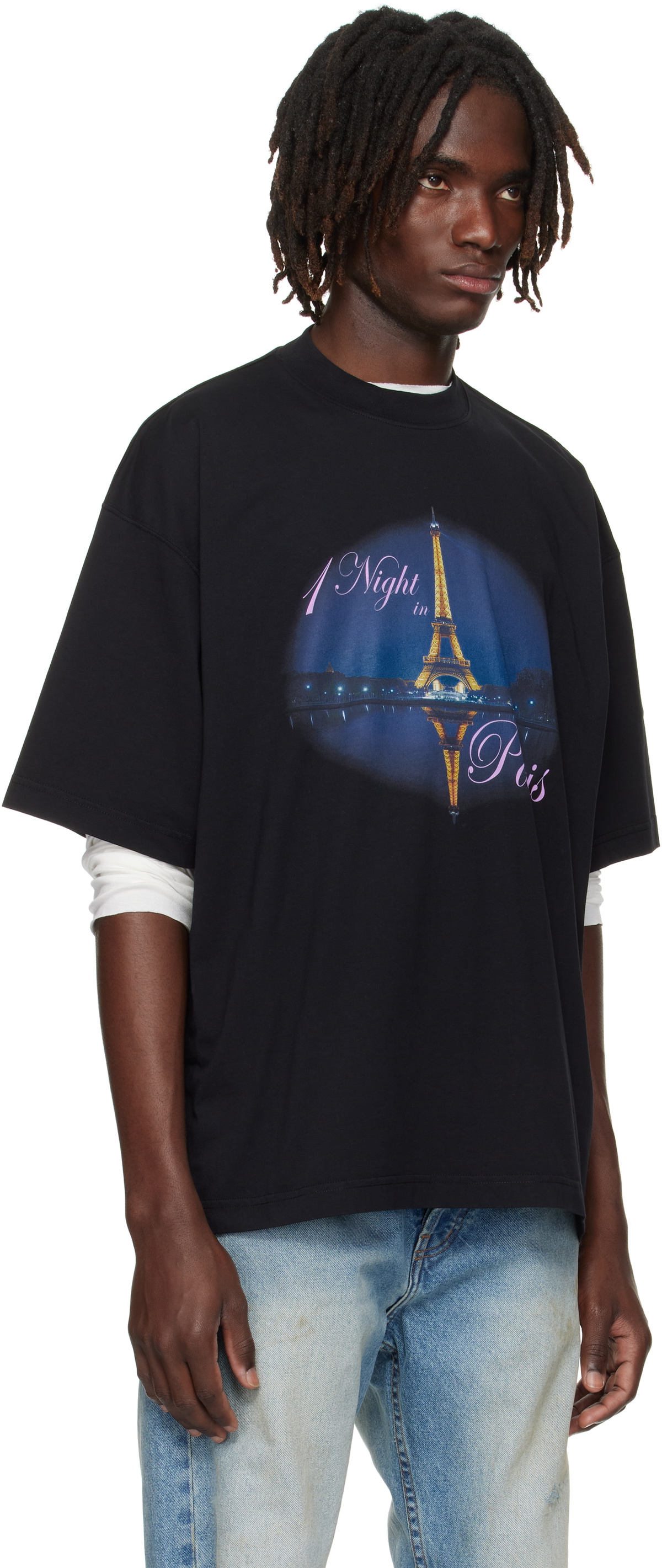 VETEMENTS Black 'Night In Paris' Oversized T-shirt Vetements