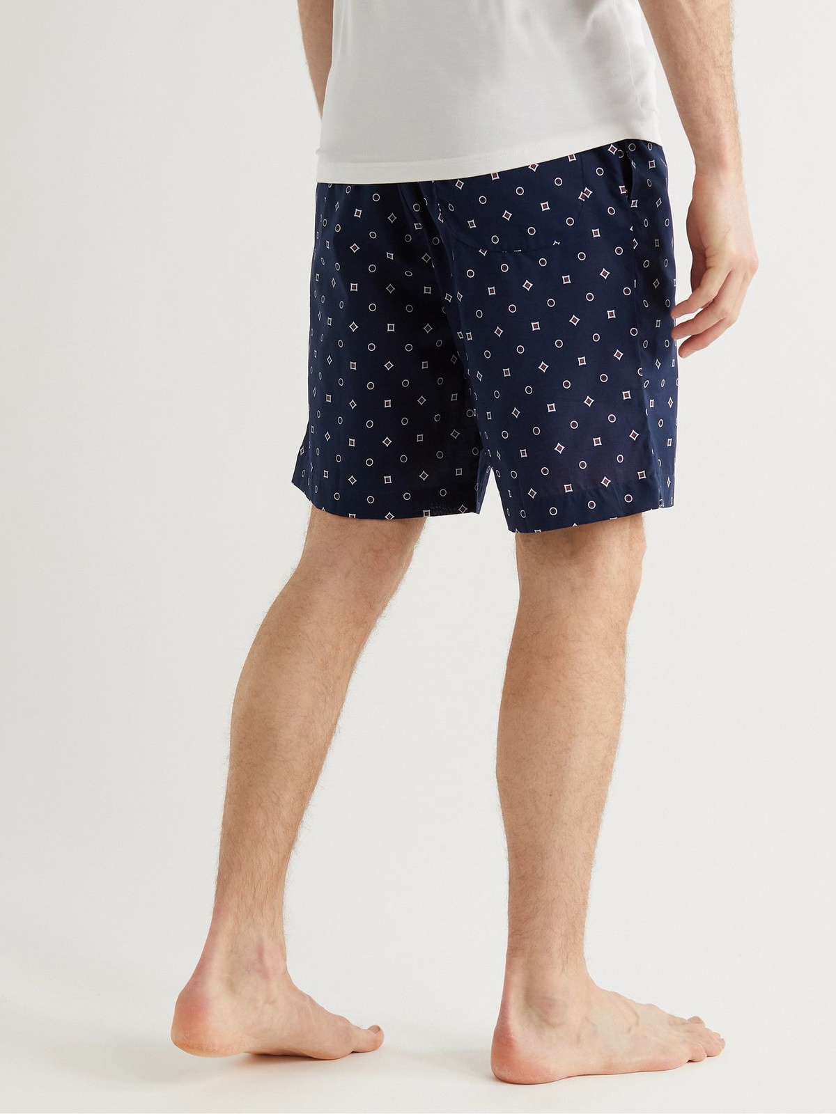 DEREK ROSE - Nelson Printed Cotton-Poplin Pyjama Shorts - Blue Derek Rose