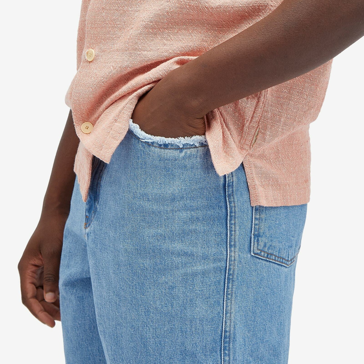 A.P.C. Men's Oakland Unfinished Denim Shorts in Light Blue A.P.C.